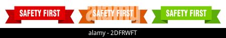 safety first paper peeler sign set. safety first sticker Stock Vector ...