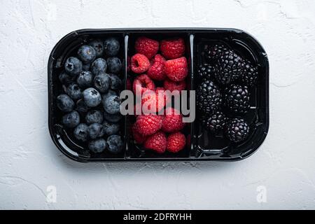 Berry platter, harvest of berries, blueberries, raspberry with ...