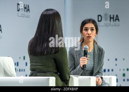 Iraqi Peace Nobel laureate Nadia Murad and fiancé Abid Shamdeen seen at ...
