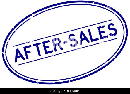 Grunge blue After sales word with star icon rubber seal stamp on white ...