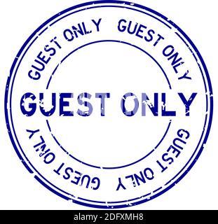 Grunge blue guest only word square rubber seal stamp on white ...