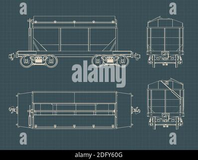 Vector illustration of drawings of a Grain Hopper Wagon Stock Vector ...