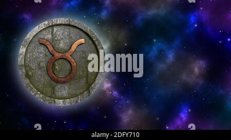 Horoscope sign Taurus bronze and stone 3D rendering Stock Photo - Alamy