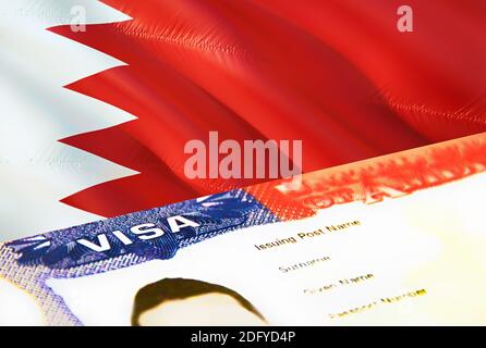Bahrain flag background and passport of Bahrain. Citizenship, official ...