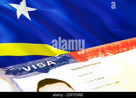 Curacao visa stamp in passport with text VISA. passport traveling ...