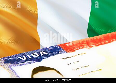 On the flag of cote d'ivoire is a passport. The concept of travel and ...
