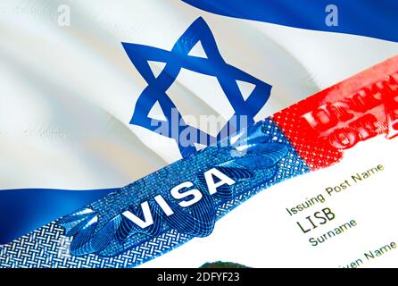Israel Visa. Travel to Israel focusing on word VISA, 3D rendering ...