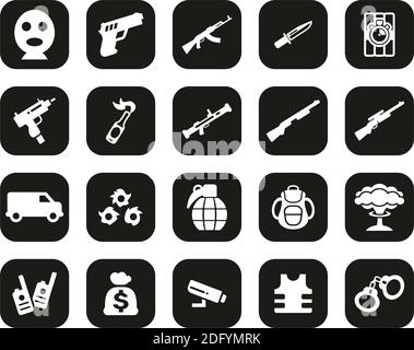 Terrorist Or Assassin Icons White On Black Sticker Set Big Stock Vector ...
