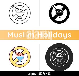 Fasting time icon Vector symbol or sign set collection in black and ...
