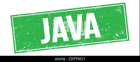 JAVA text on green grungy vintage rectangle stamp Stock Photo - Alamy
