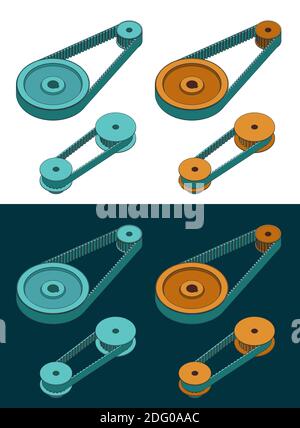 Stylized vector illustration of belt drive drawings Stock Vector Image ...