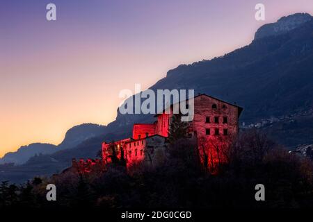 The Noarna castle at dusk. In the 17th century it was the scene of a ...