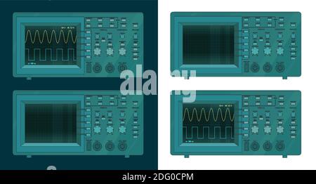 Stylized vector illustration of laboratory oscilloscope drawings Stock ...