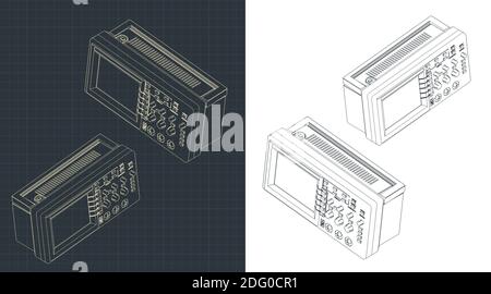 Stylized vector illustration of laboratory oscilloscope drawings Stock ...