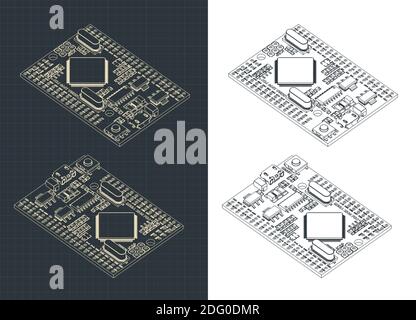 Vector illustration of an Arduino Mega Microcontroller color drawings ...