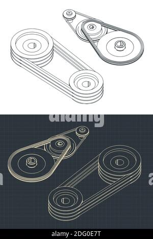 Stylized vector illustration of belt drive drawings Stock Vector Image ...
