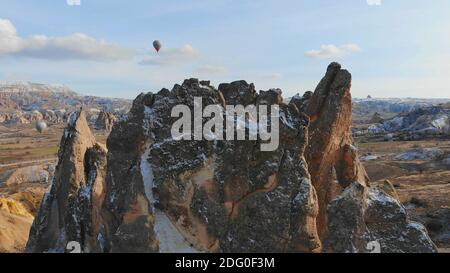 Sharp Rocks in Cappadocia. Turkey. Aerial view Stock Photo - Alamy