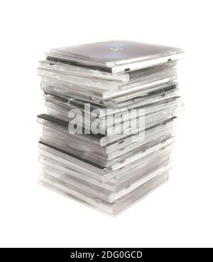 Stack of cd dvd cases isolated Stock Photo - Alamy