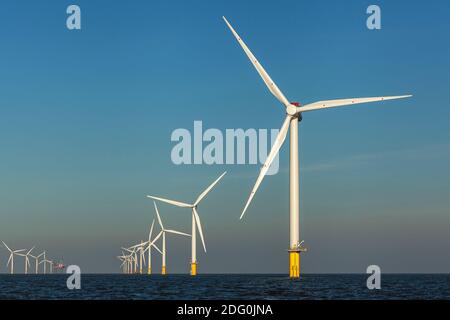 Offshore wind farm at Gunfleet Sands off Clacton on Sea Essex UK Stock ...