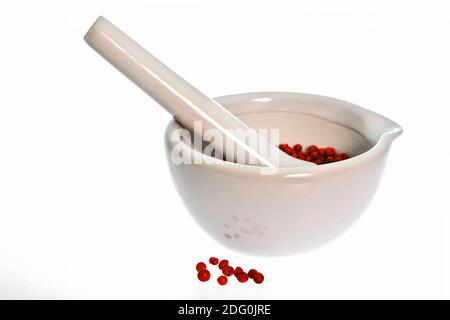 Red pepper, mortar with pistil Stock Photo - Alamy