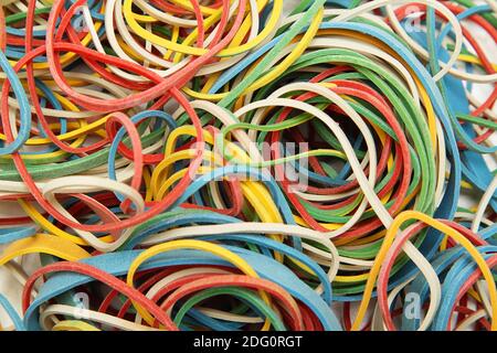 A bunch of colorful bright rubber bands for little girls blue ...