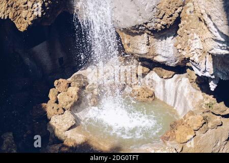 manmade waterfall park. flowing water stream in garden Stock Photo - Alamy