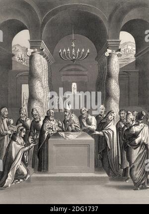 Presentation in the Temple, Hieronymus Wierix, 1563 - Before 1619 print The high priest Simeon ...