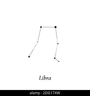Libra sign. Stars map of zodiac constellation on dark blue background ...