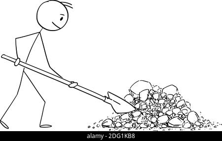 Stick figure construction worker vector drawing. Flat illustration ...