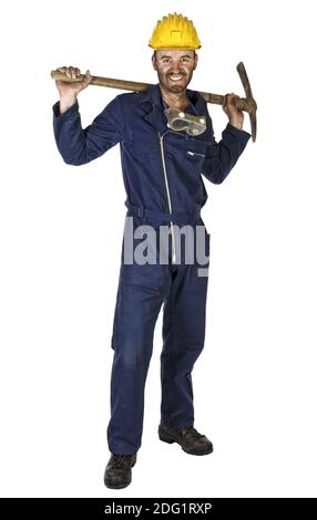portrait of an happy worker with tools isolated on white background ...