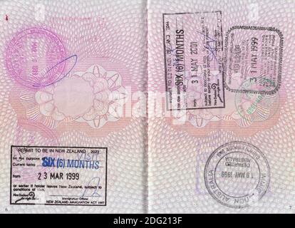 passport stamp for entry into New Zealand Stock Photo - Alamy