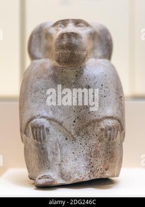 Statue of the god Thoth as a baboon, ancient Hermopolis, Ashmunein ...