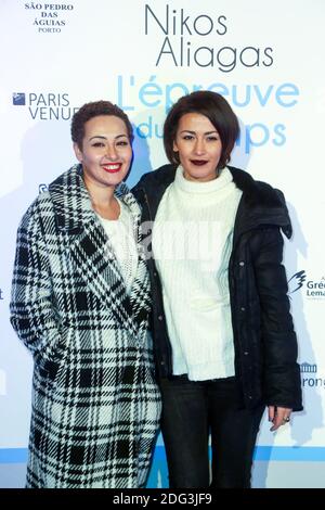 Karima Charni and Hedia Charni pose during the exhibition of TV and ...