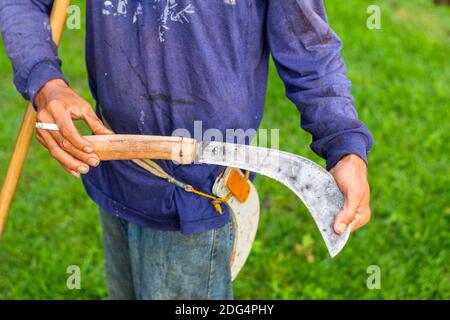 A farm worker with his bolo farm blade in Batangas, Philippines Stock ...