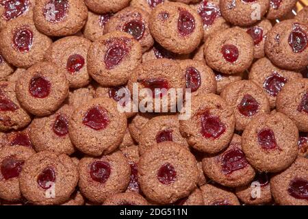 Freshly Baked Chocolate Cherry Jam Biscuits Assortment Stock Photo - Alamy