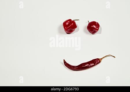 Vegetable chilli, chile face on white backgroung Stock Photo - Alamy