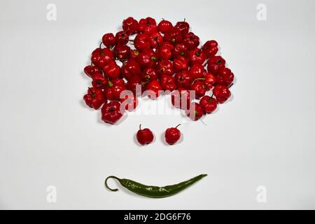 Vegetable chilli, chile face on white backgroung Stock Photo - Alamy