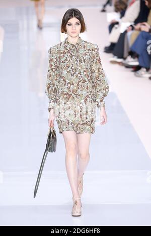 A model walks the runway at the Chloe show during Paris Fashion Week ...