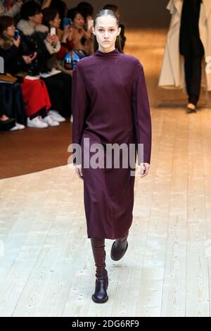 A model walks the runway during the Celine show as part of Paris ...