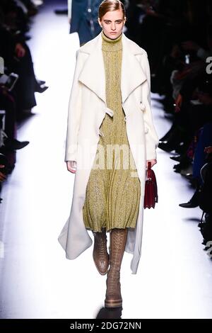 A model walks on the runway at the Hermes fashion show during Fall ...