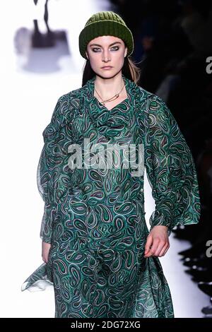 A model walks on the runway at the Hermes fashion show during Fall ...