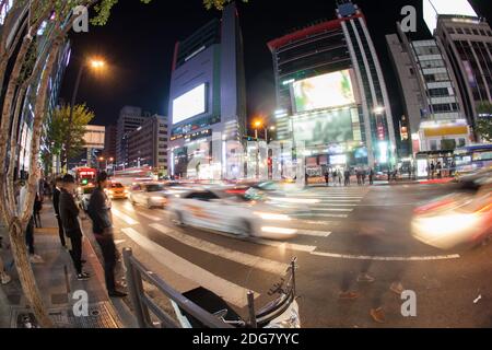 Busy traffic in Seoul city at night Stock Photo - Alamy