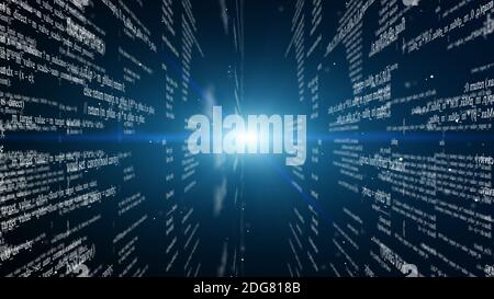 Blocks of program code flying in virtual space Stock Photo - Alamy