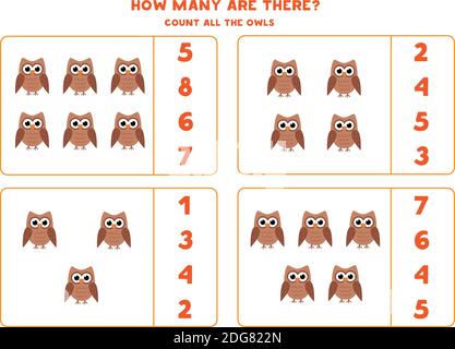 Counting game for kids. Count all cute lions. Worksheet for children ...