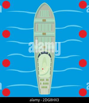 Roro ship icon isometric vector. Large modern cargo ship and ocean wave ...