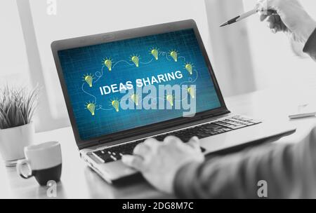 Laptop screen displaying an ideas sharing concept Stock Photo - Alamy