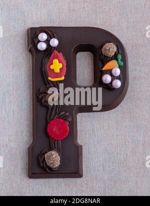 Sinterklaas, Saint Nicholas day background. Little kid red shoe with ...