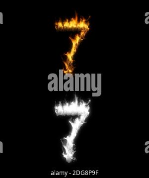 Burning fire number 7 seven, flaming burn font. Hot red fire glow ...