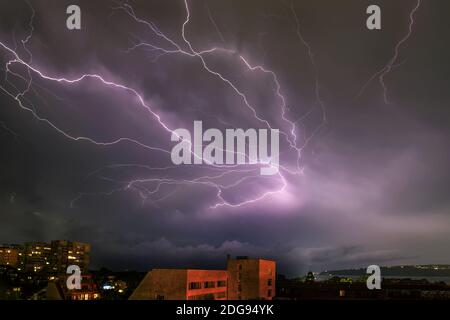 Powerful lightning strikes Stock Photo - Alamy