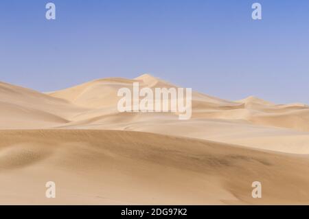 Sandstorm on the Skeleton Coast, dunes to the Atlantic Ocean, Namib ...